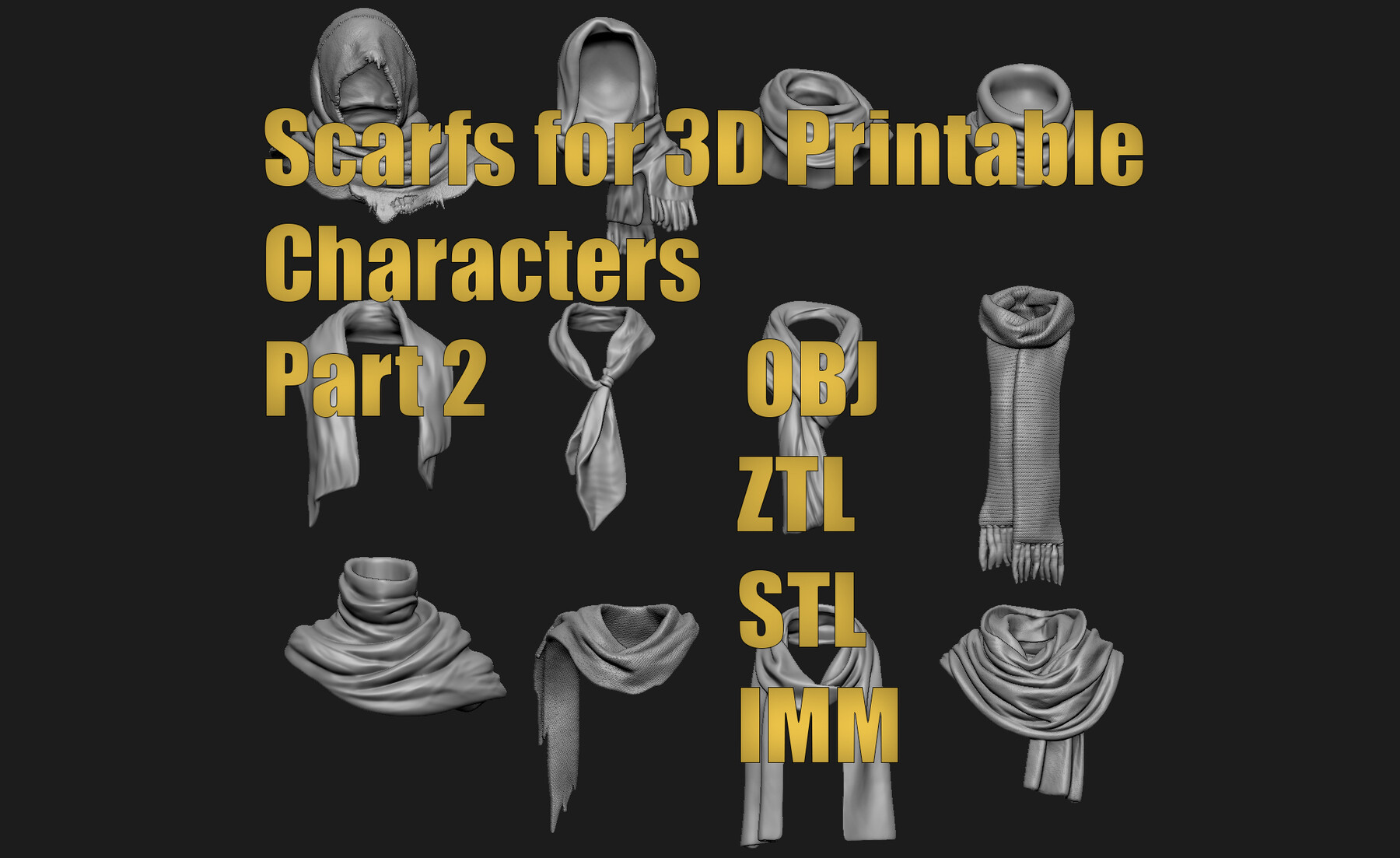 ArtStation - Scarfs for 3d Printable Characters Part 2 | Resources