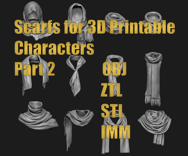 ArtStation - Scarfs for 3d Printable Characters Part 2 | Resources