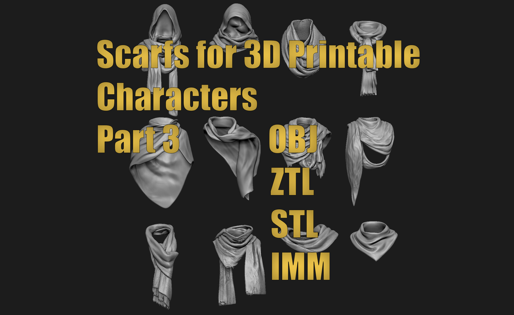 ArtStation - Scarfs for 3d printable Characters Part 3 | Resources