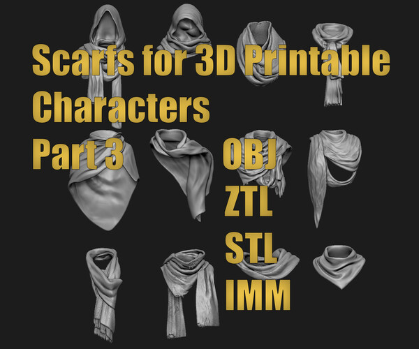 ArtStation - Scarfs for 3d printable Characters Part 3 | Resources