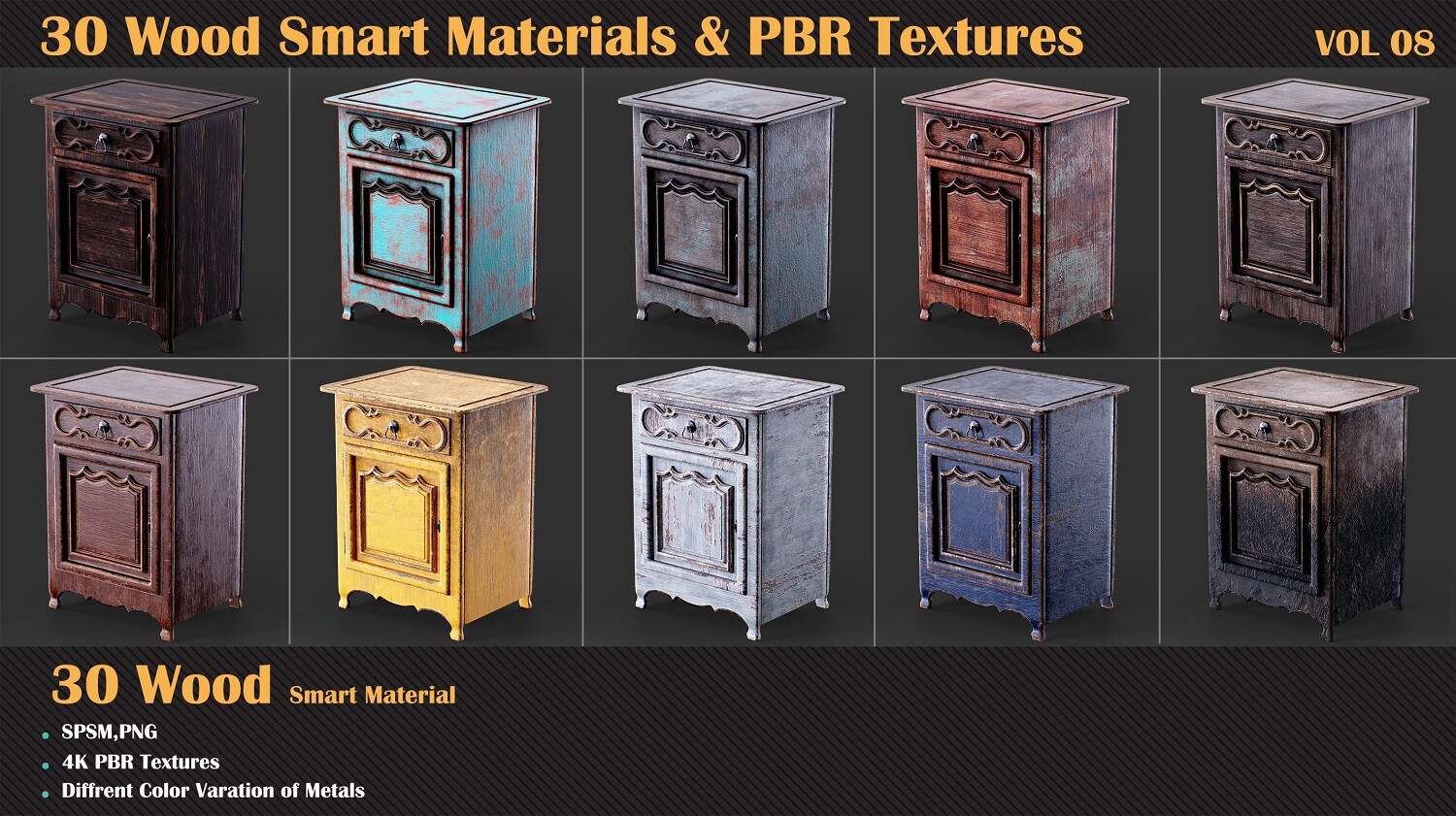 ArtStation - 30 Wood Smart Materials & PBR Textures - VOL 08 | Resources