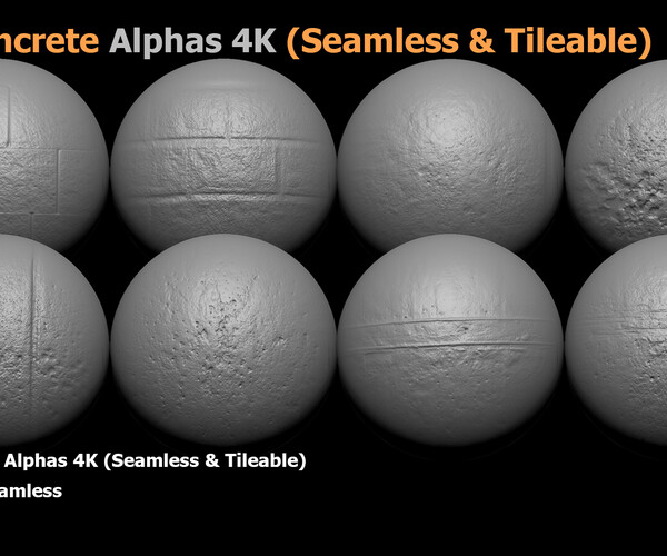 ArtStation - 100 Concrete Alphas 4K (Seamless & Tileable) | Brushes