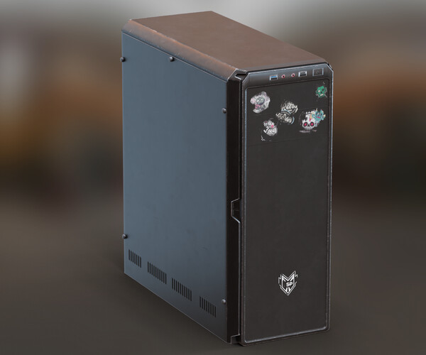 ArtStation - Used Personal Computer Case with Stickers | Game Assets