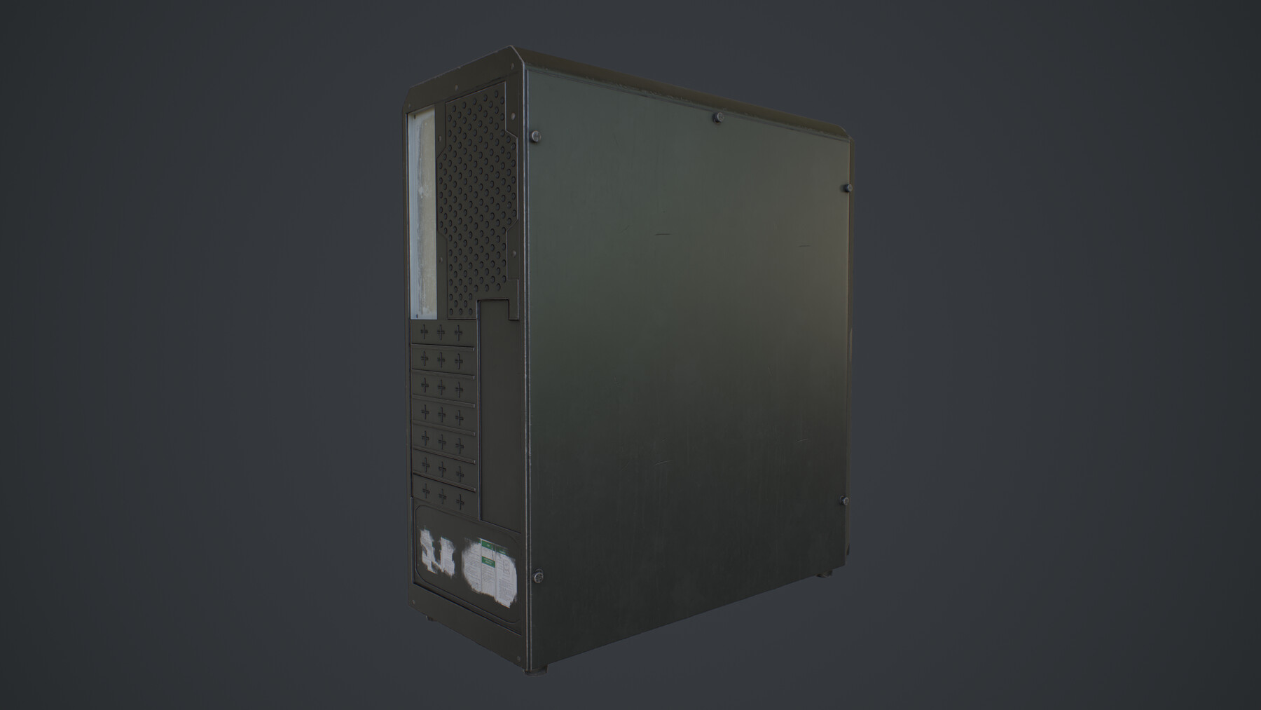 ArtStation - Used Personal Computer Case with Stickers | Game Assets