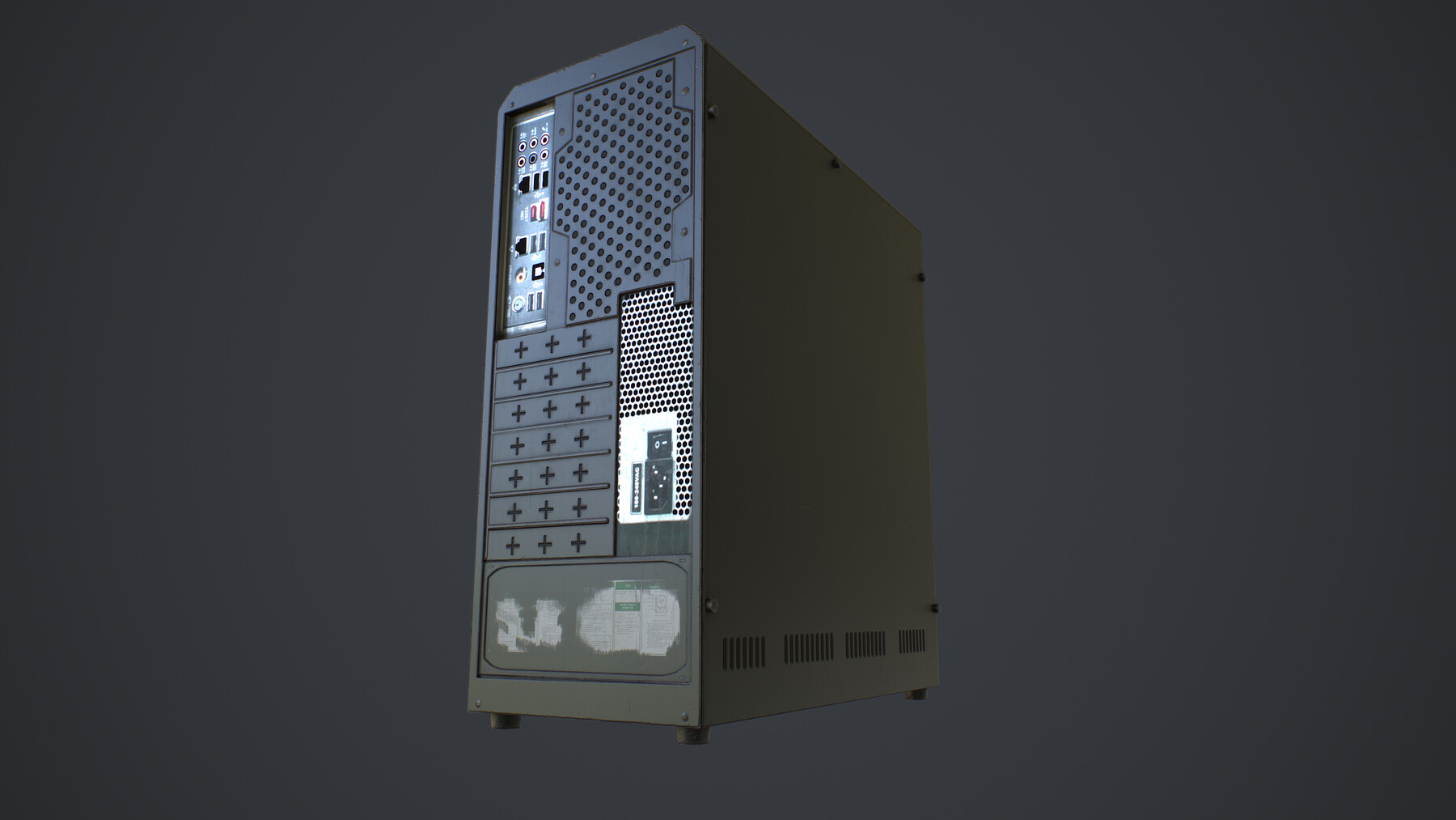 ArtStation - Used Personal Computer Case with Stickers | Game Assets