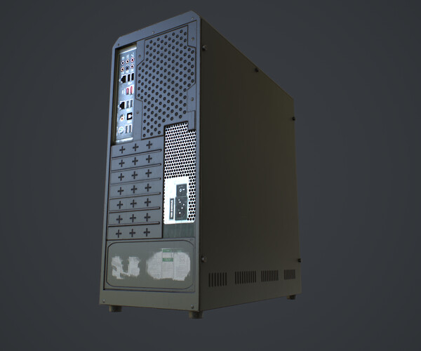 ArtStation - Used Personal Computer Case with Stickers | Game Assets