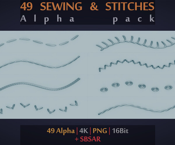 ArtStation - 49 Sewing & Stitches Alpha | Brush | 4k | PNG | 16bit ...