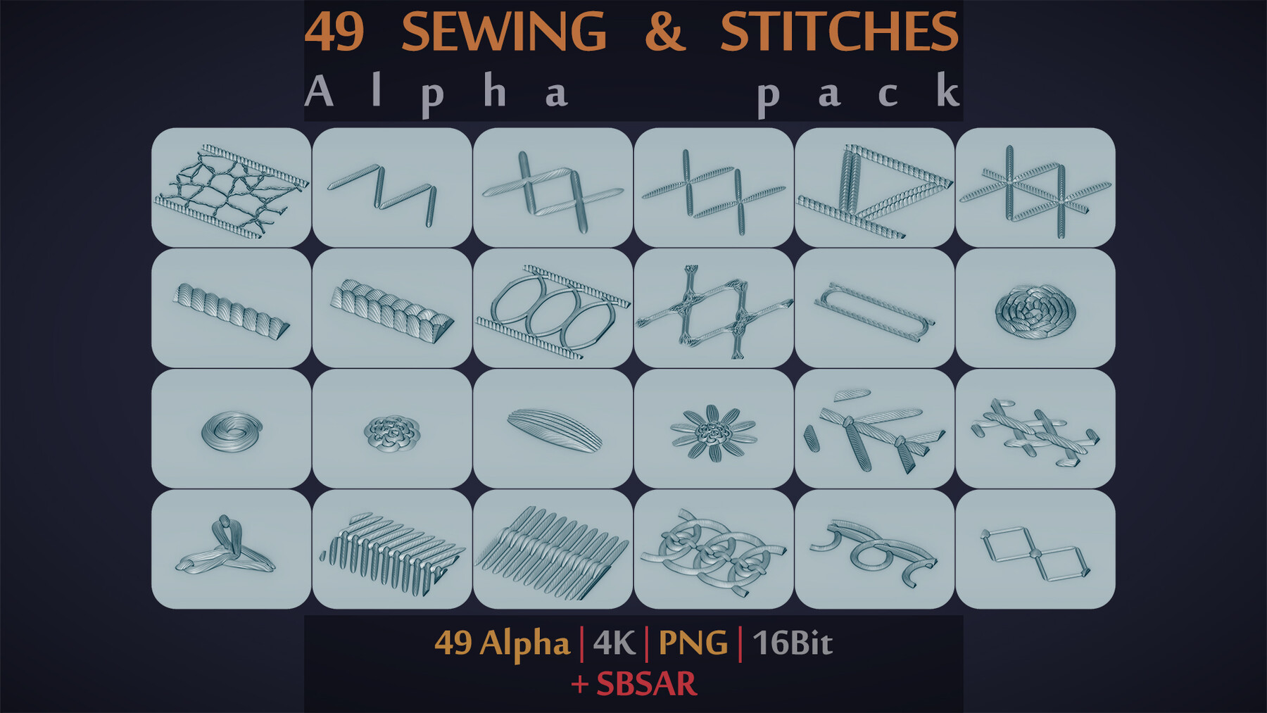 ArtStation - 49 Sewing & Stitches Alpha | Brush | 4k | PNG | 16bit ...