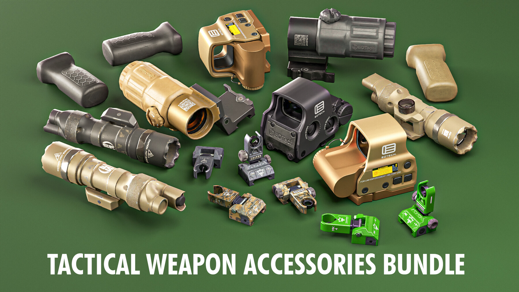 ArtStation - Weapon Attachments Bundle - PBR - Game Ready | Game Assets