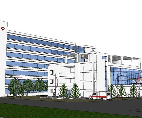 ArtStation - Sketchup City social Building-Hospital -077 | Resources