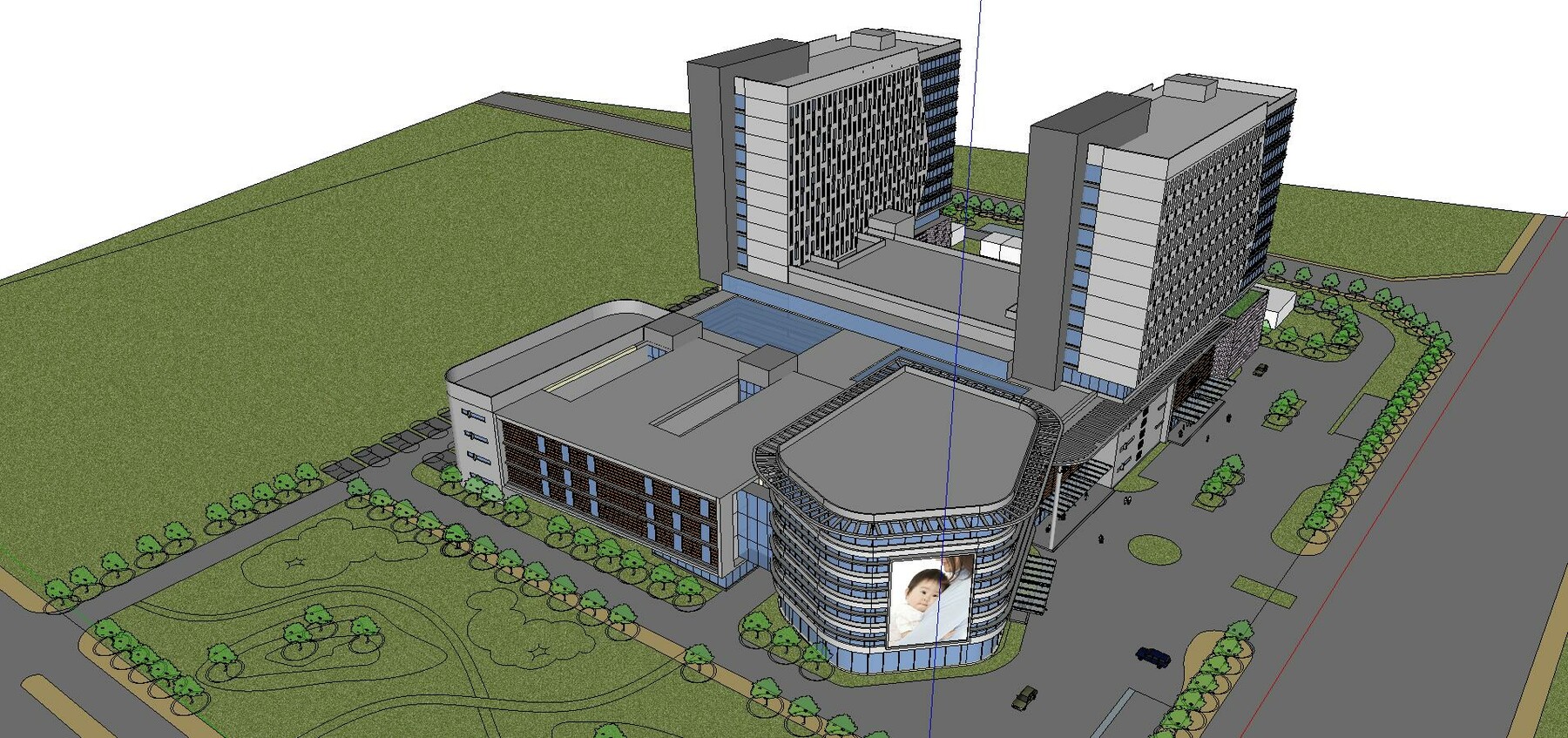 ArtStation - Sketchup City social Building-Hospital -091 | Resources