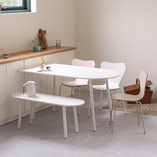 ArtStation - Didi Table Semi-oval laminate white dining table | Resources