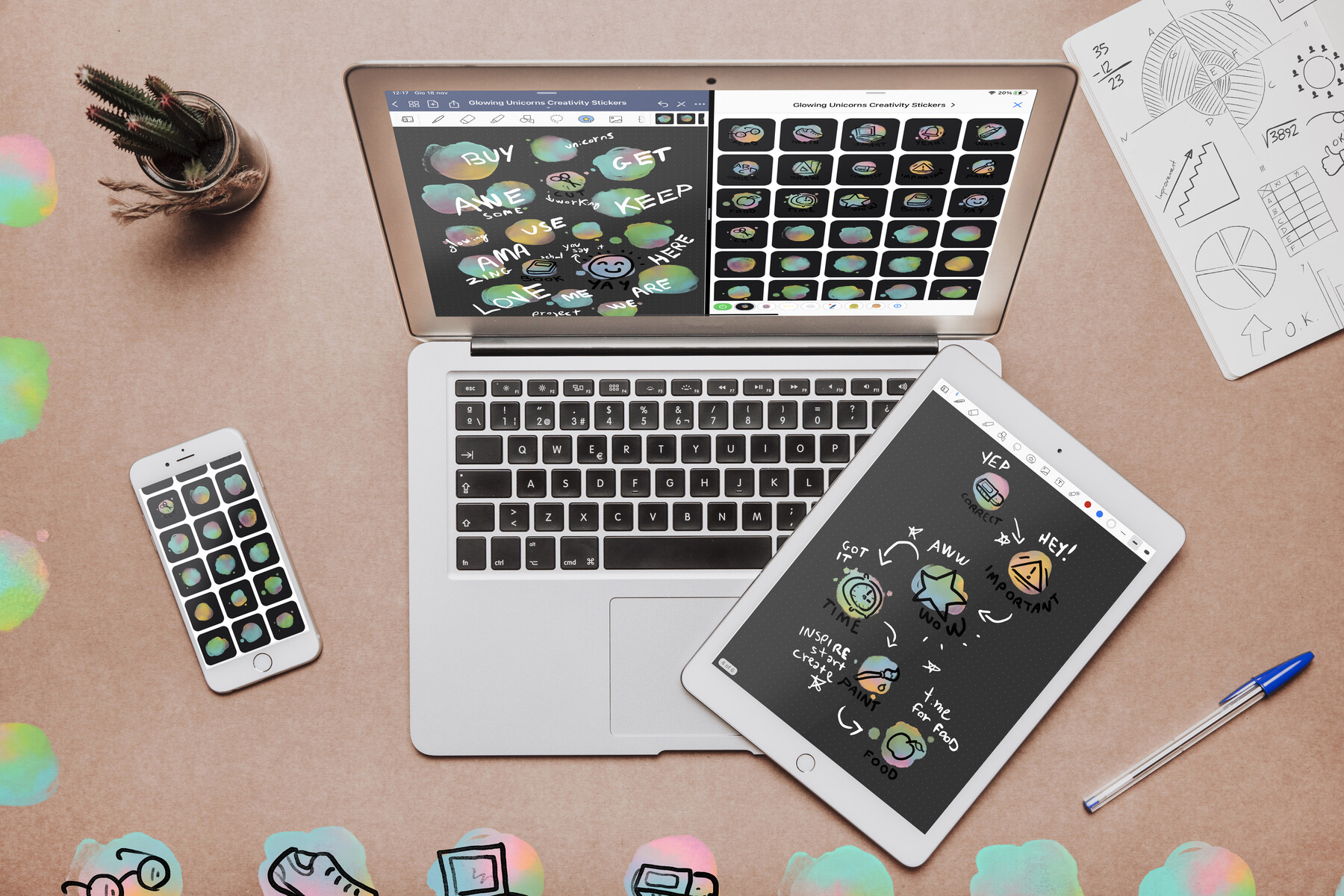 ArtStation - Digital sticker Goodnotes album 30+ Glowing Unicorn ...