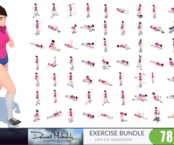 ArtStation - Cartoon Girl Exercise Animation Bundle | Game Assets