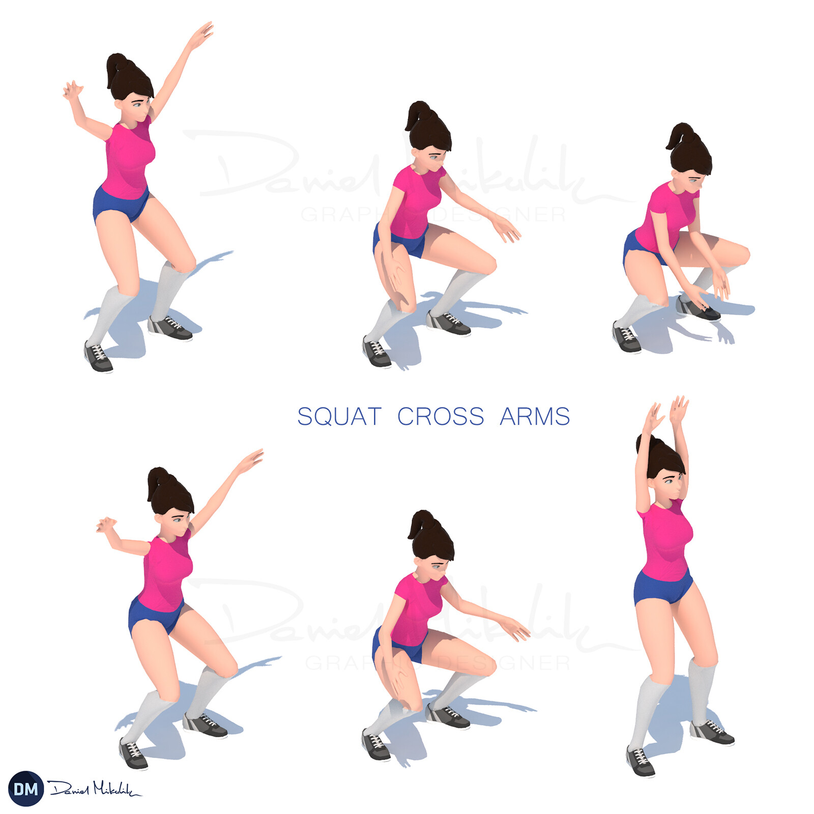 ArtStation - Cartoon Girl Exercise Animation Bundle | Game Assets