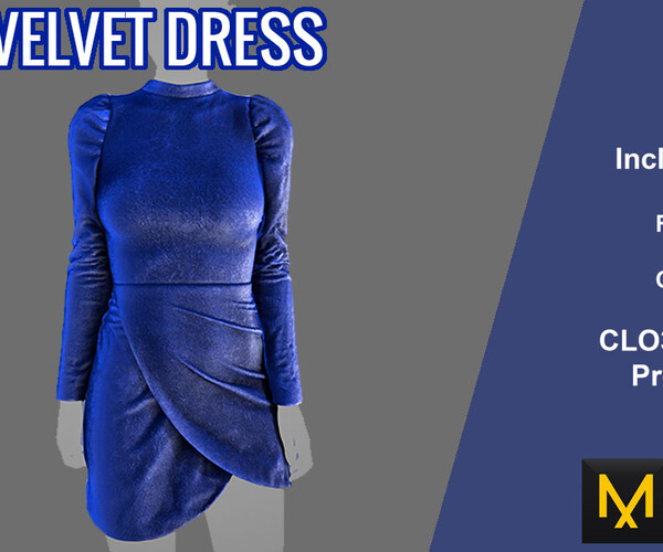 ArtStation - Blue velvet dress | Game Assets