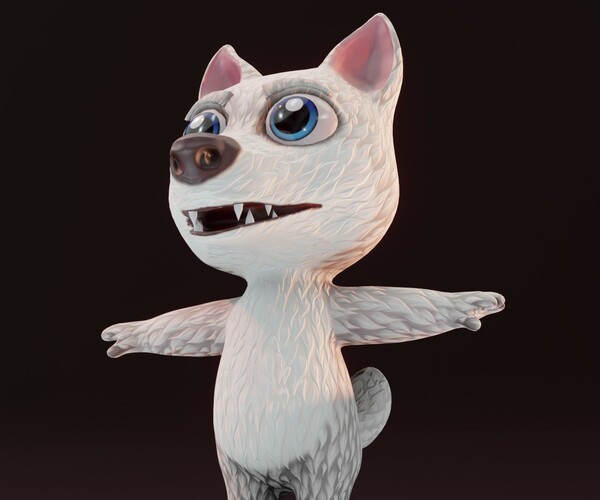 ArtStation - Cartoon White Wolf 3D Model | Game Assets