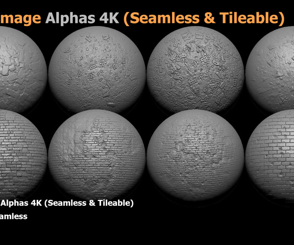ArtStation - 100 Damage Alphas 4K (Seamless & Tileable) | Brushes