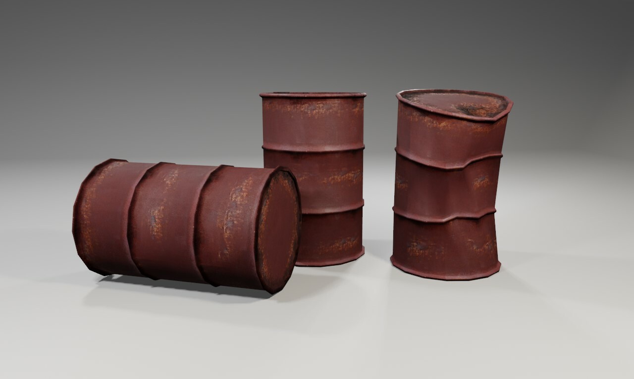ArtStation - Old Rust Drums and Damaged Drums - 3D Model Low Poly ...