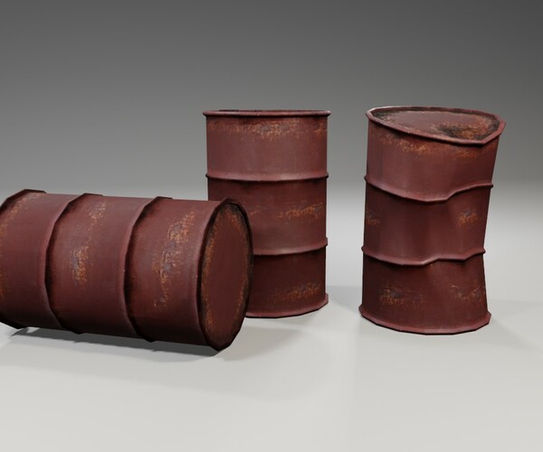 ArtStation - Old Rust Drums and Damaged Drums - 3D Model Low Poly ...
