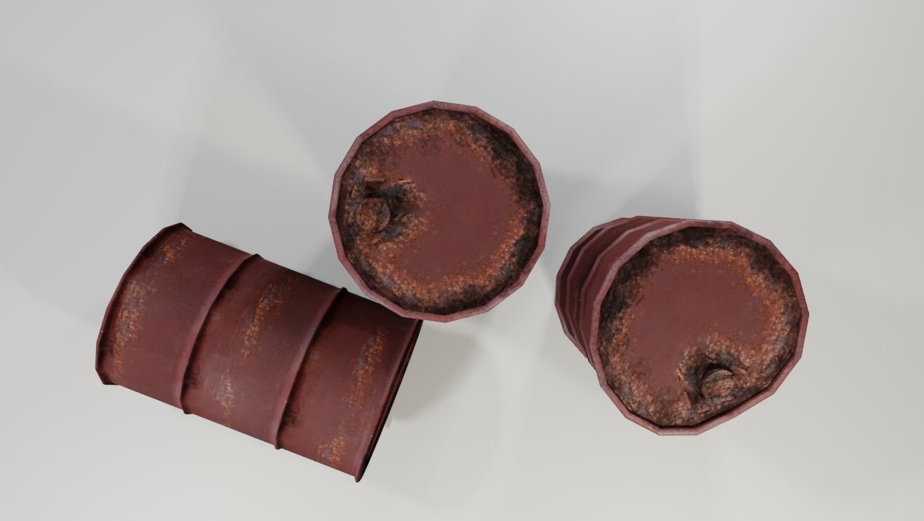 ArtStation - Old Rust Drums and Damaged Drums - 3D Model Low Poly ...