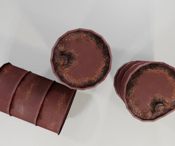 ArtStation - Old Rust Drums and Damaged Drums - 3D Model Low Poly ...