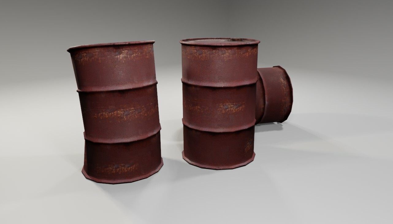 ArtStation - Old Rust Drums and Damaged Drums - 3D Model Low Poly ...