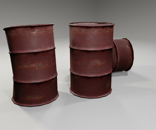 ArtStation - Old Rust Drums and Damaged Drums - 3D Model Low Poly ...
