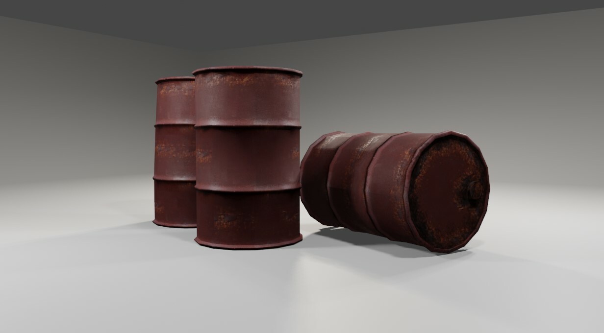 ArtStation - Old Rust Drums and Damaged Drums - 3D Model Low Poly ...