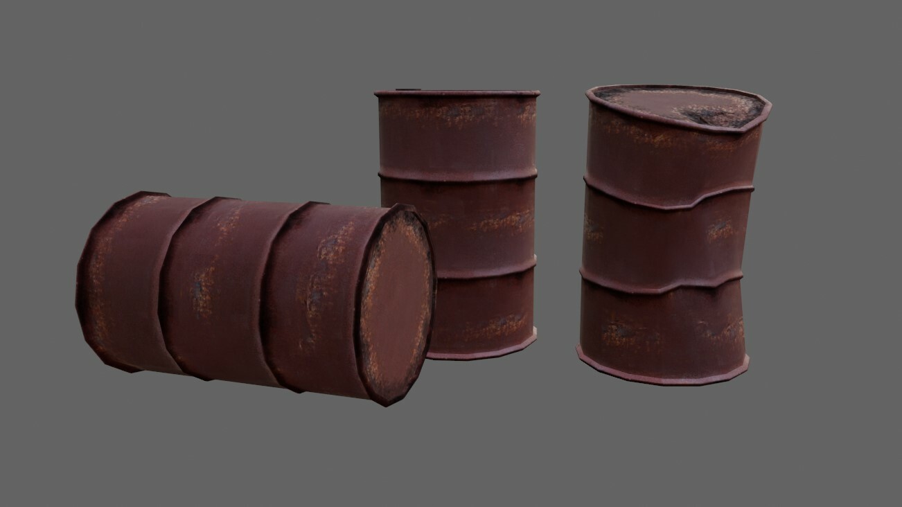 ArtStation - Old Rust Drums and Damaged Drums - 3D Model Low Poly ...
