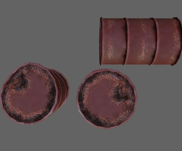 ArtStation - Old Rust Drums and Damaged Drums - 3D Model Low Poly ...