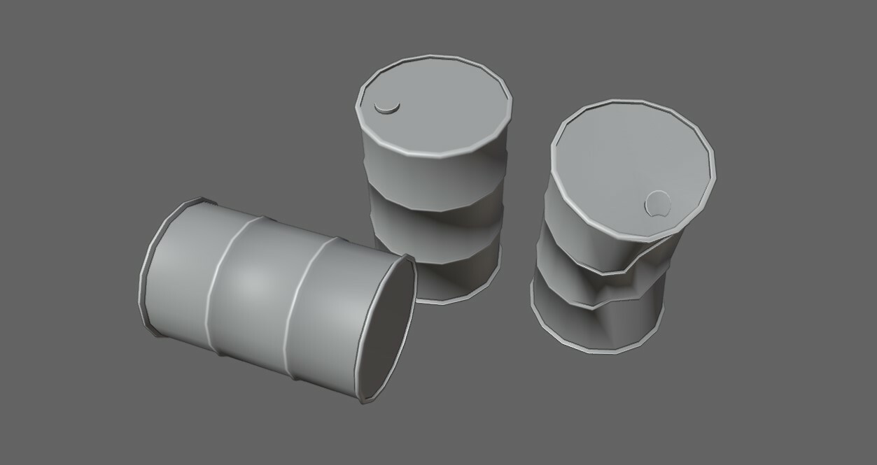 ArtStation - Old Rust Drums and Damaged Drums - 3D Model Low Poly ...