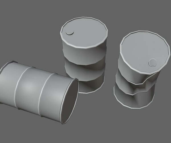 ArtStation - Old Rust Drums and Damaged Drums - 3D Model Low Poly ...