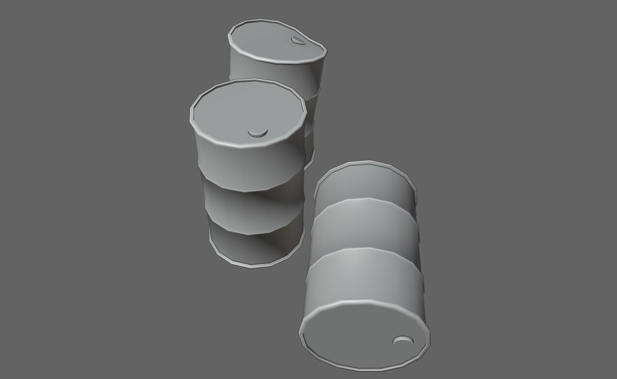 ArtStation - Old Rust Drums and Damaged Drums - 3D Model Low Poly ...