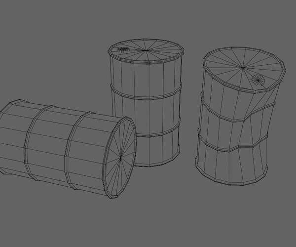 ArtStation - Old Rust Drums and Damaged Drums - 3D Model Low Poly ...