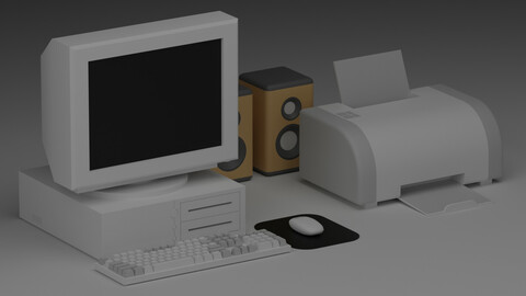 ArtStation - Cartoon Old Computer and Printer | Game Assets