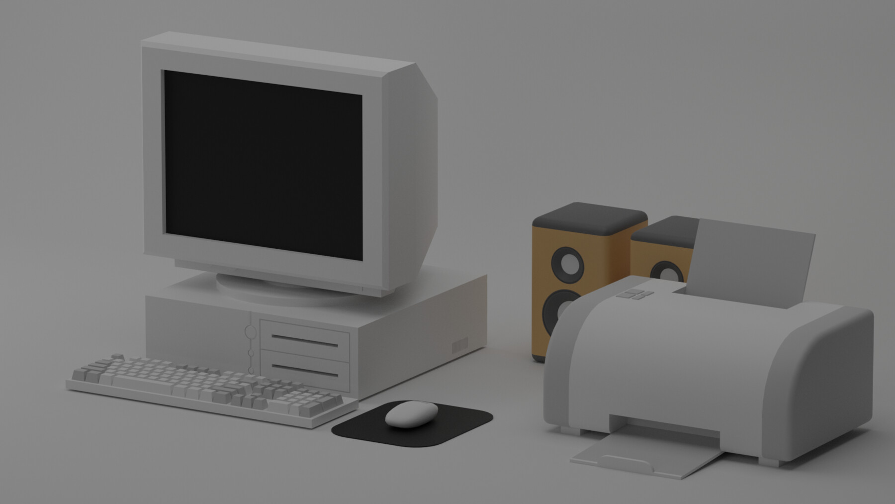 ArtStation - Cartoon Old Computer and Printer | Game Assets