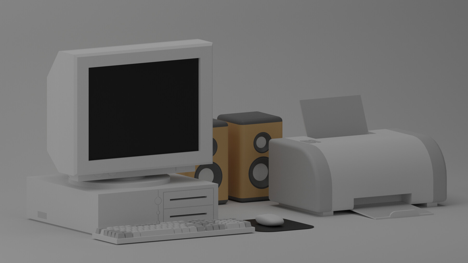ArtStation - Cartoon Old Computer and Printer | Game Assets