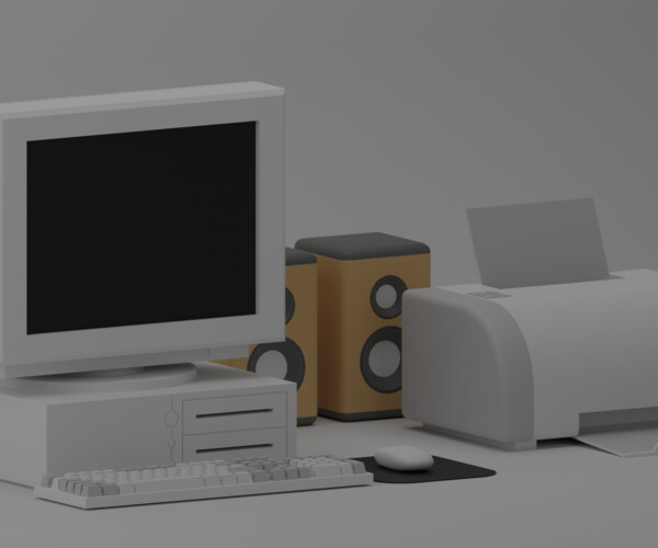 ArtStation - Cartoon Old Computer and Printer | Game Assets