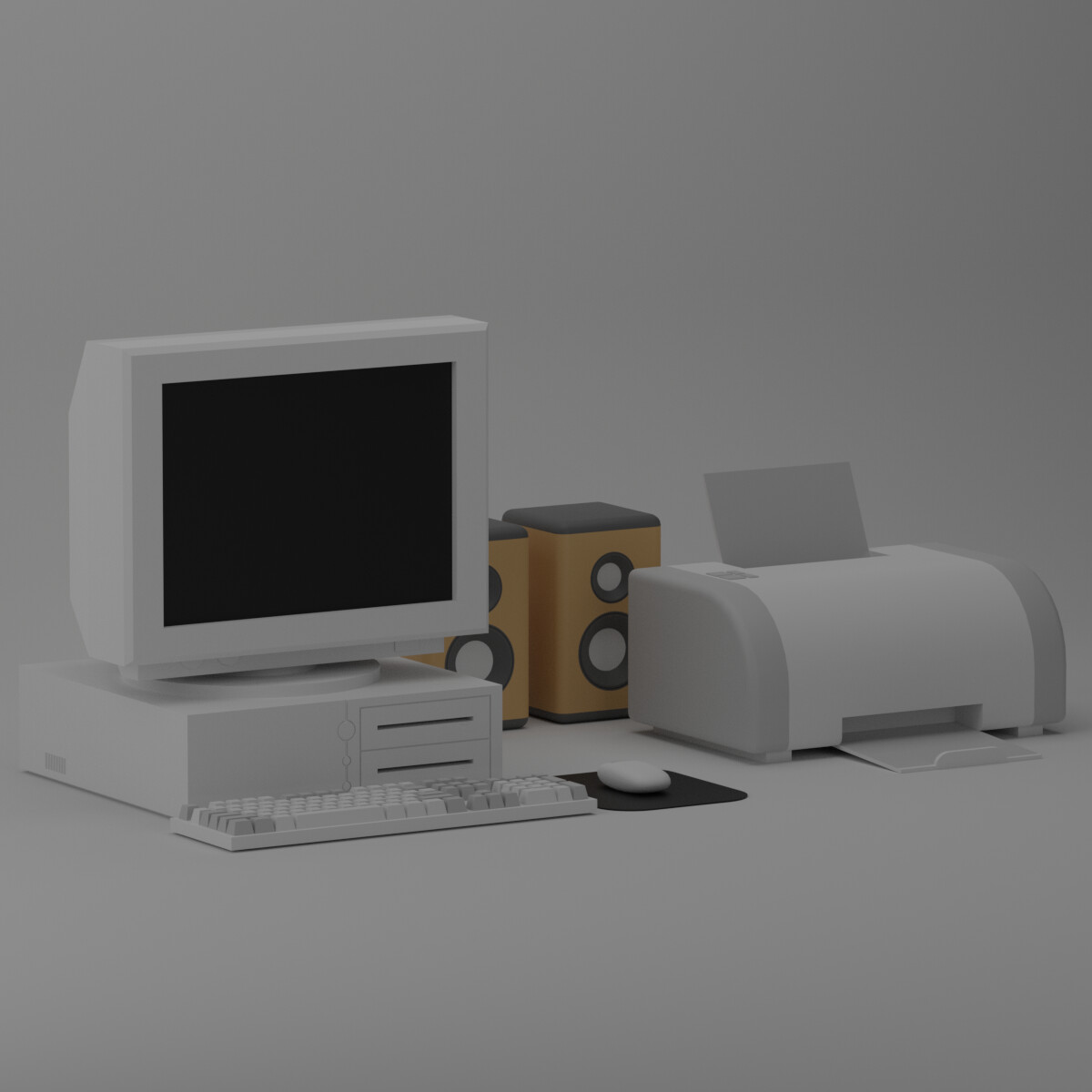 ArtStation - Cartoon Old Computer and Printer | Game Assets