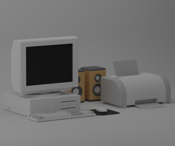 ArtStation - Cartoon Old Computer and Printer | Game Assets
