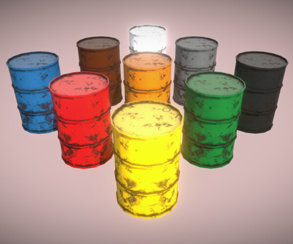 ArtStation - Rusty Color Barrels Low Poly Game Ready | Game Assets