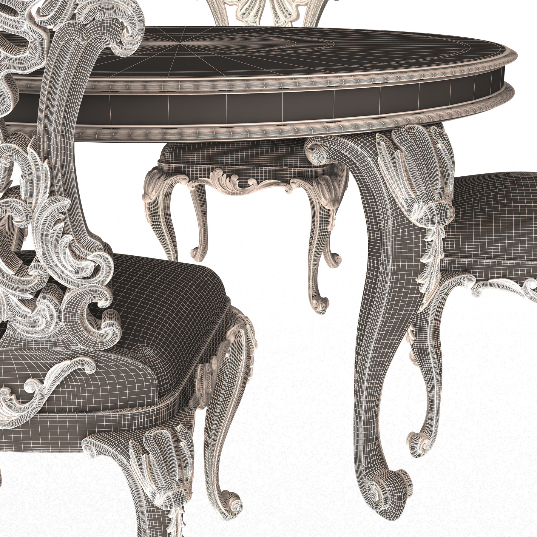 ArtStation - Classic Round Dinning Table and Chairs | Resources