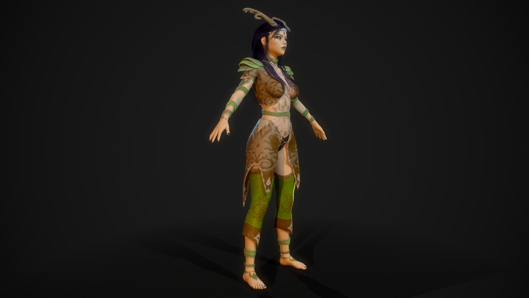 ArtStation - Forest Druid Girl Low-poly 3D model | Game Assets