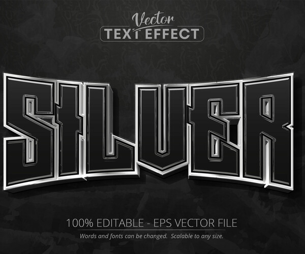 ArtStation - Silver text effect, editable shiny silver color text style ...