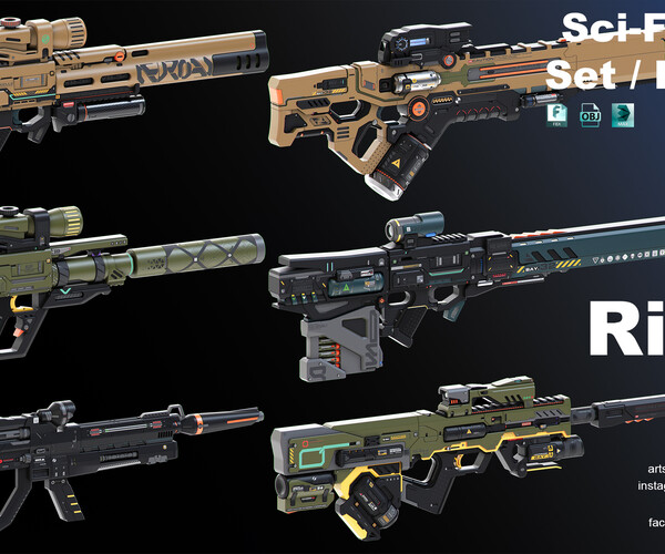 ArtStation - Sci-Fi Rifles Set / Kitbash | Resources
