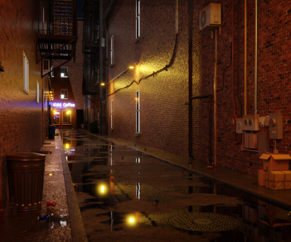 ArtStation - Back Alley 3d Scene | Resources