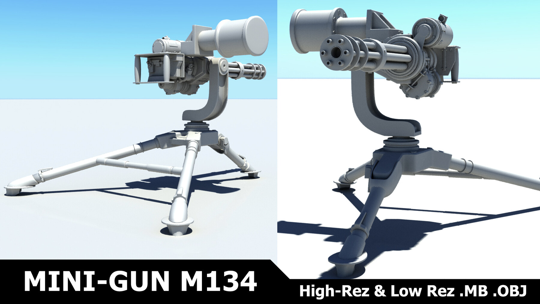 ArtStation - Mini-Gun M134 3D Model | Game Assets