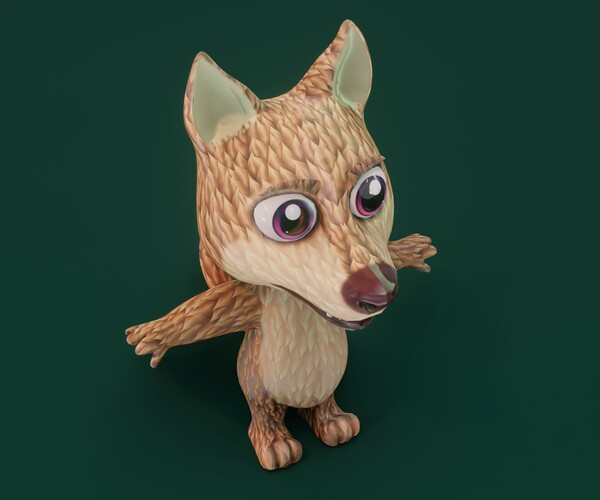 ArtStation - Cartoon Red Wolf Animated 3D Model | Game Assets