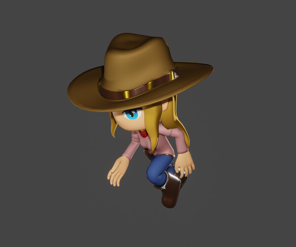 ArtStation - Animated Western Cowgirl - Toon Cowboy | Game Assets